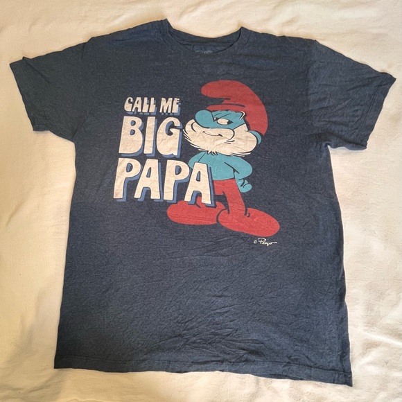 Shirts | Mens Blue Papa Smurf Graphic Tshirt | Poshmark